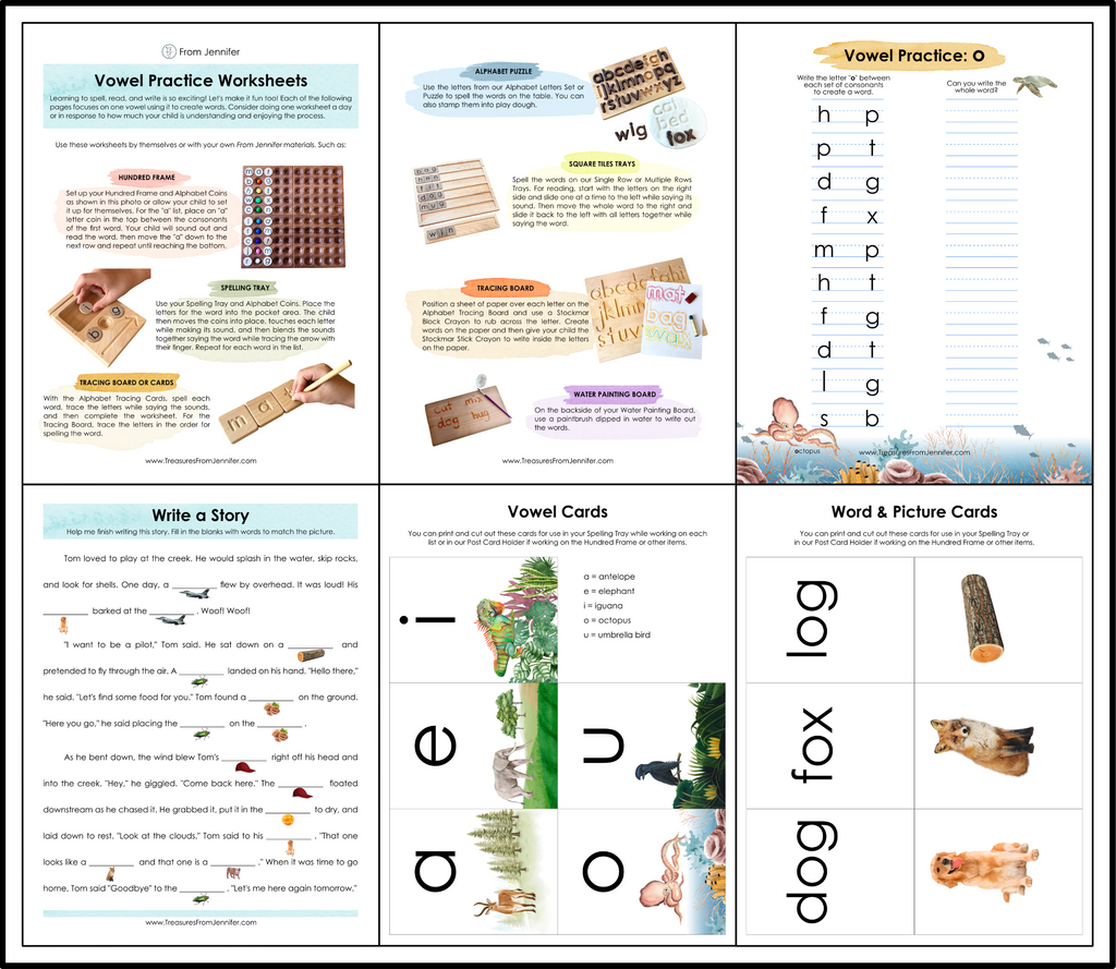 PDF: Vowel Practice Worksheets – Treasures From Jennifer